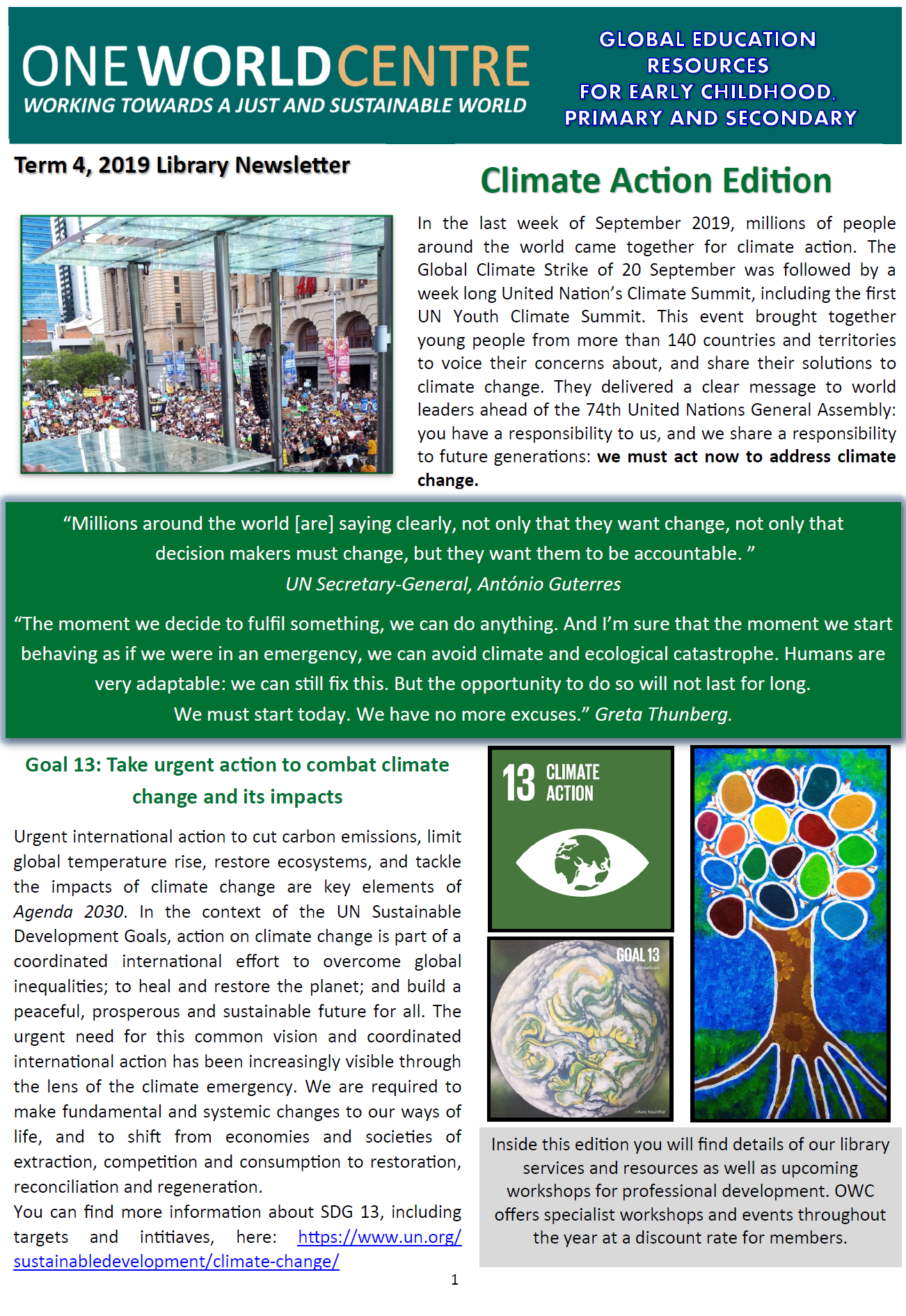 Term 4 2019 Newsletter: Climate Action Edition – oneworldcentre.org.au